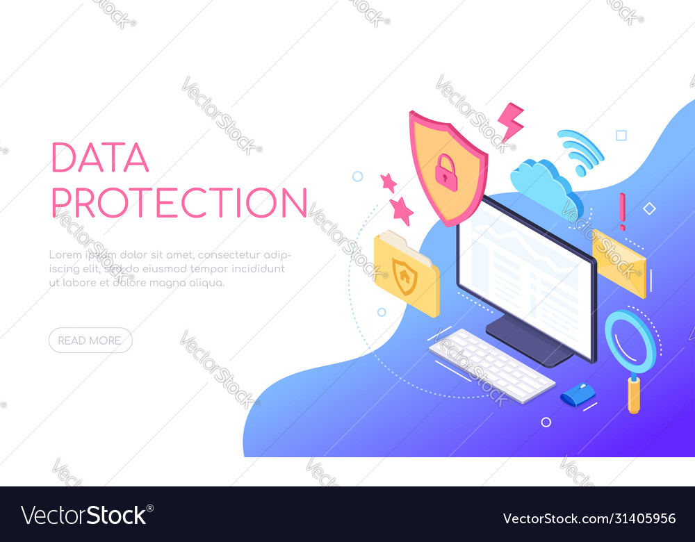 Data protection - modern colorful isometric web Vector Image