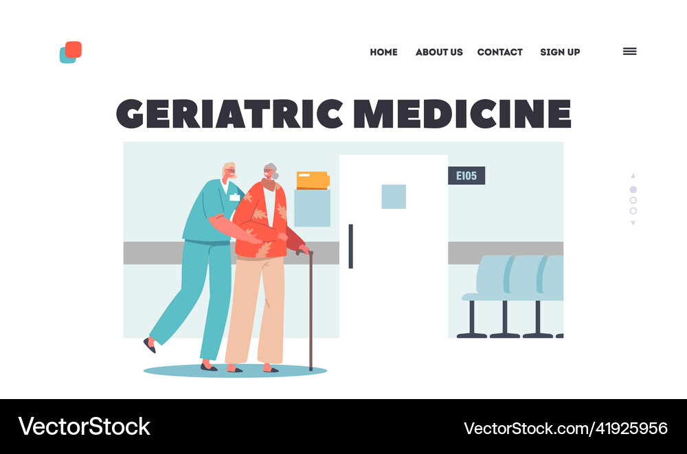 Geriatric medicine landing page template Vector Image