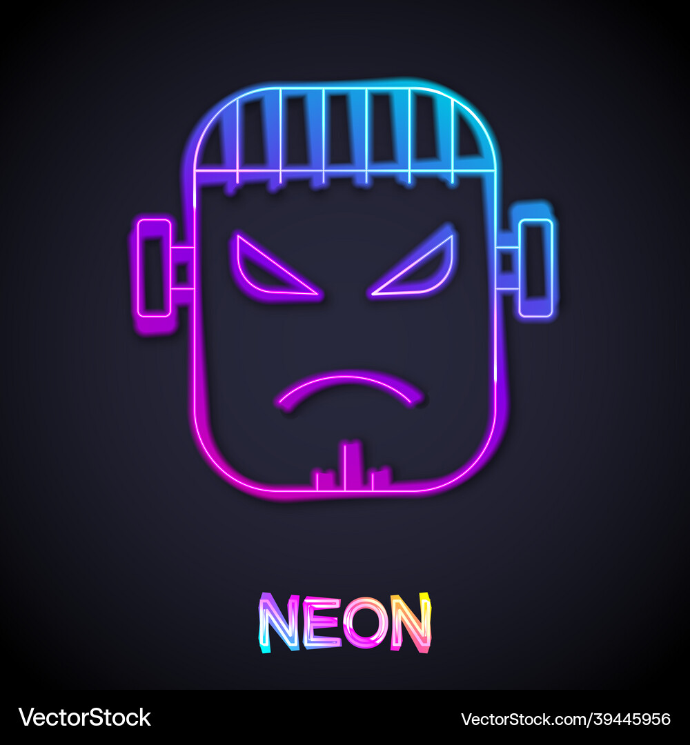 Glowing neon line scary monster - frankenstein Vector Image