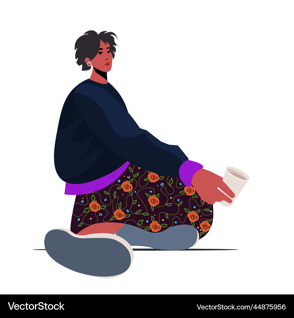 Homeless young woman Royalty Free Vector Image