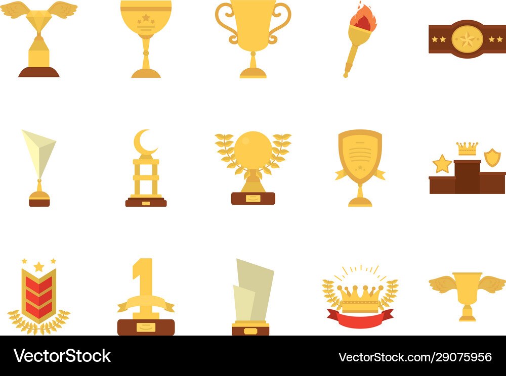 Isolated gold winner and first position icon set Vector Image