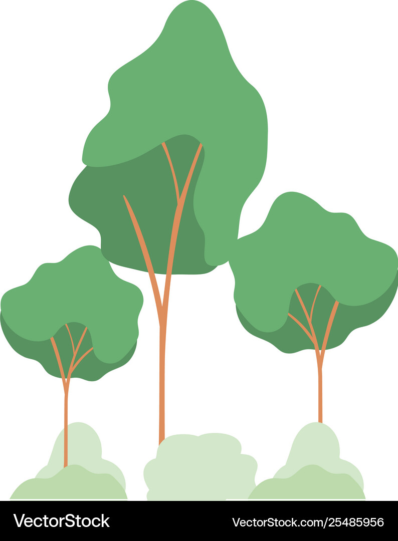 Landscape with trees and plants isolated icon Vector Image