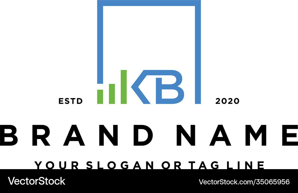 Letter kb square logo finance design Royalty Free Vector