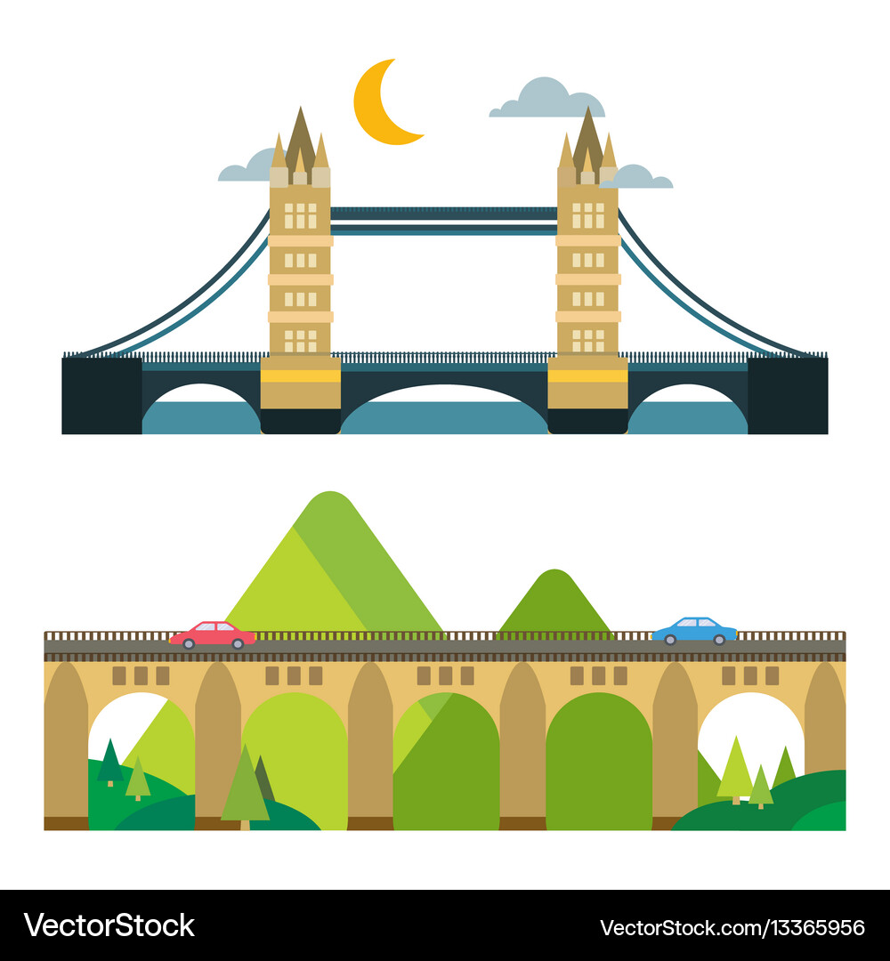 Modern bridge flat pictogram business architecture