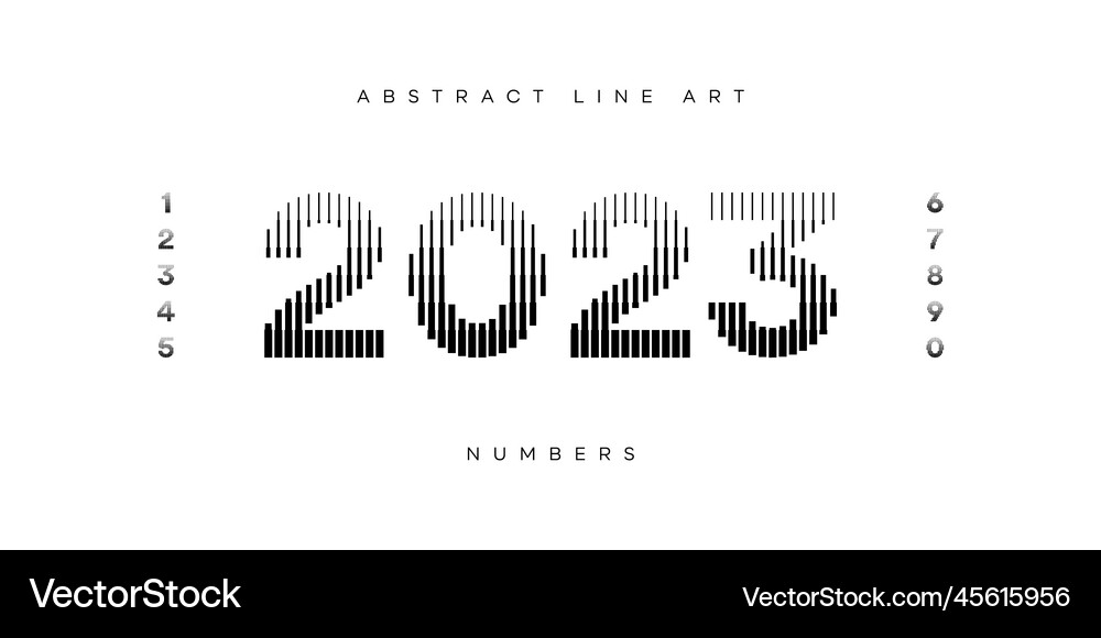 Number font logo geometric vertical stripe lines Vector Image