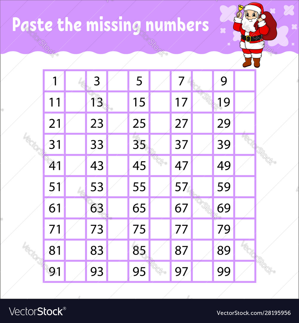 Paste missing numbers handwriting practice Vector Image
