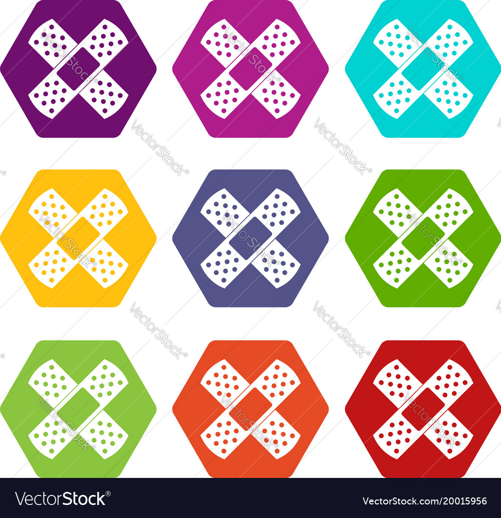 Patch icon set color hexahedron Royalty Free Vector Image