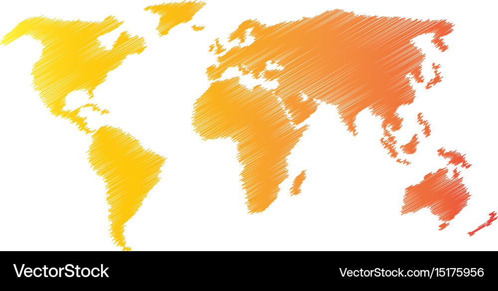 Pencil scribble sketch map of world hand doodle Vector Image