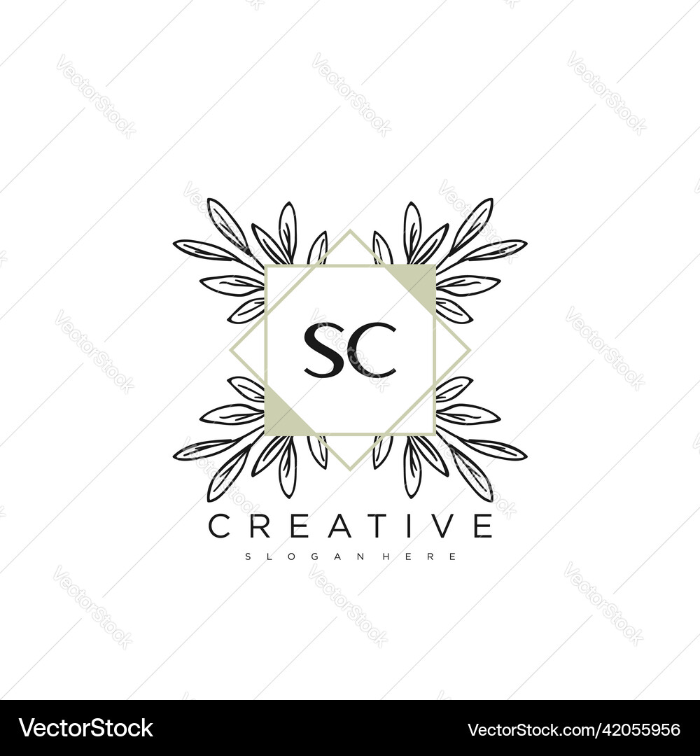 Sc initial letter flower logo template premium art