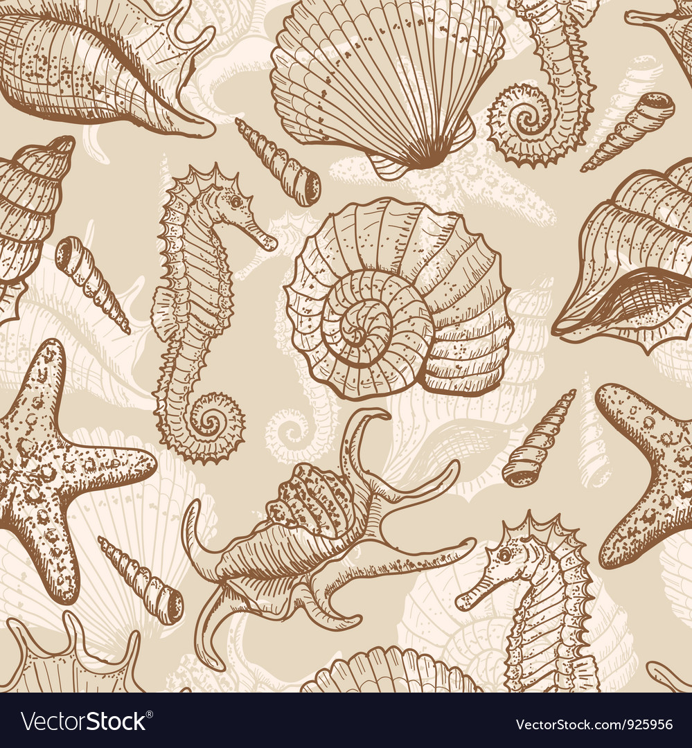 Sea hand drawn seamless pattern Royalty Free Vector Image Sea hand drawn seamless pattern Royalty Free Vector Image