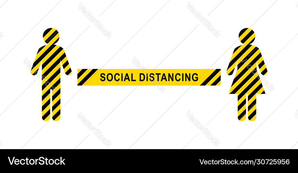 Social distancing concept with tape or stripe Vector Image