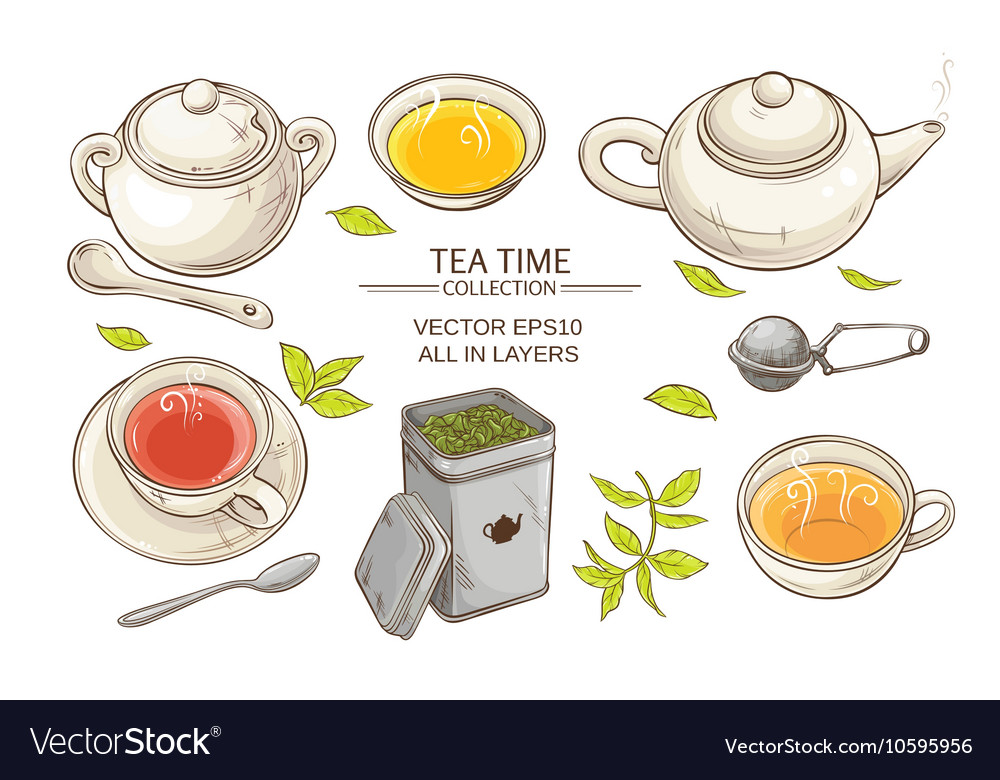 Tea set Royalty Free Vector Image - VectorStock