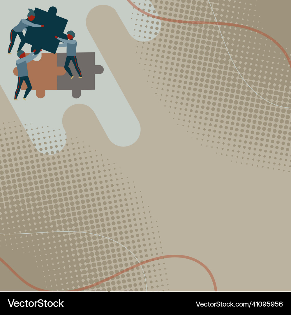 Team holding jigsaw puzzle pieces helping each Vector Image