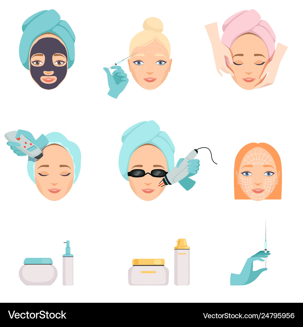 Types procedures for facial rejuvenation Vector Image