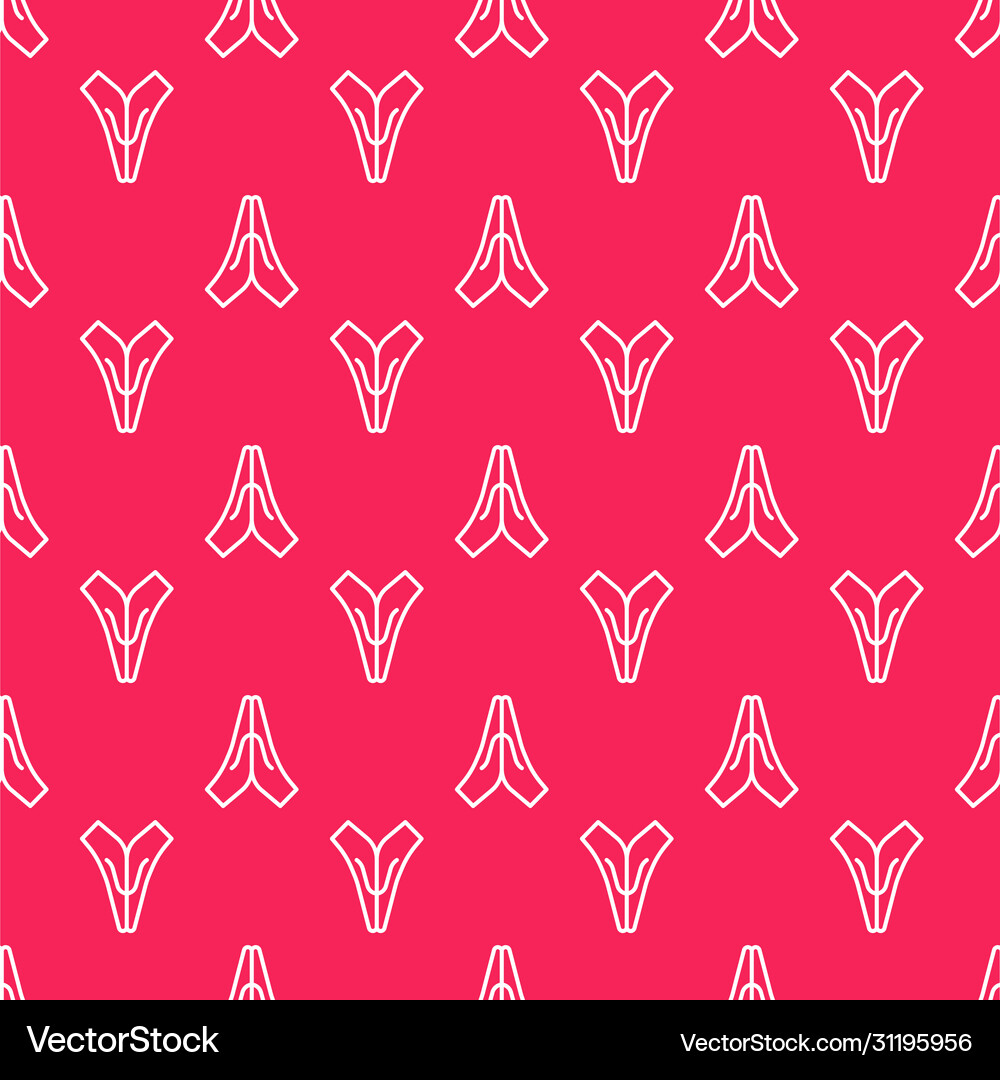 White line hands in praying position icon isolated