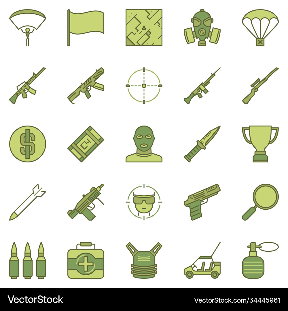 Battle royale game concept colored icons Vector Image
