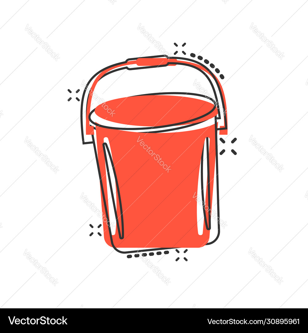 Bucket icon in comic style garbage pot cartoon Vector Image