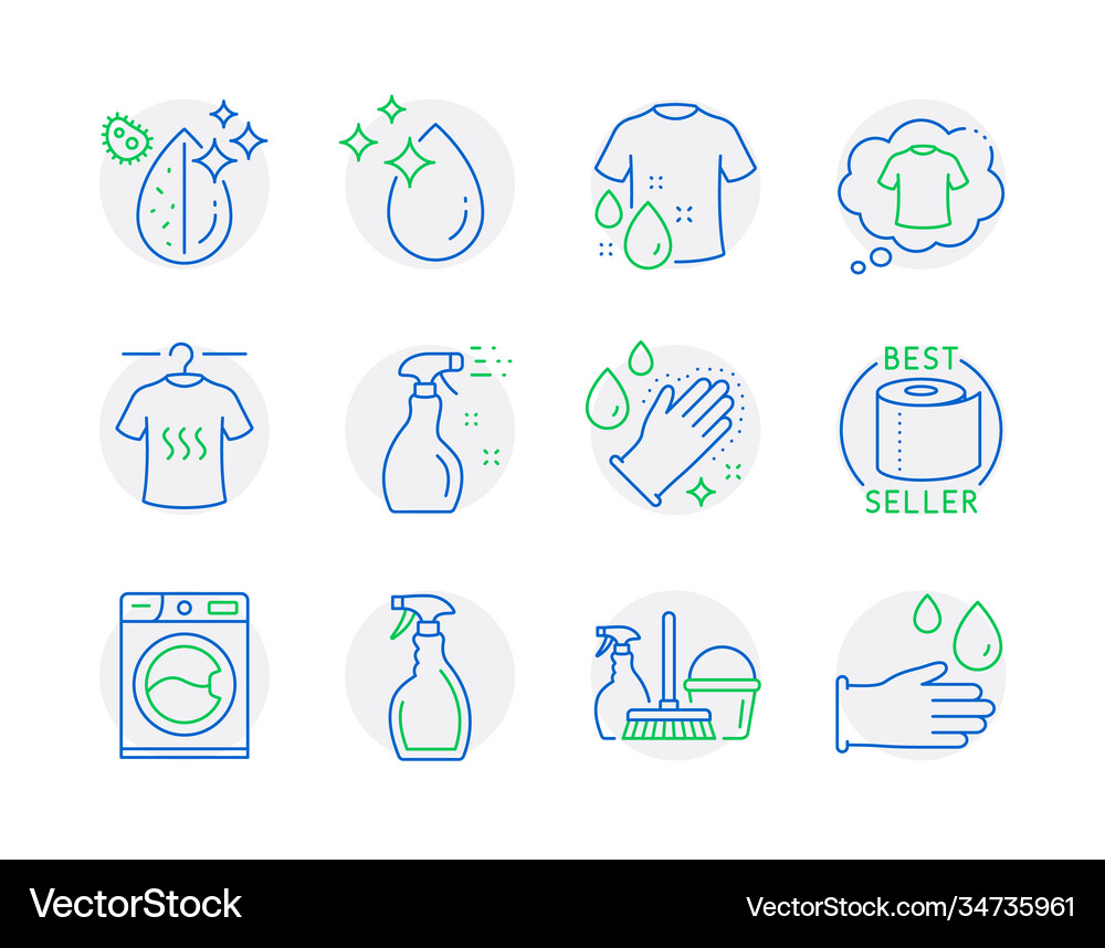 Cleaning icons set included icon as Royalty Free Vector