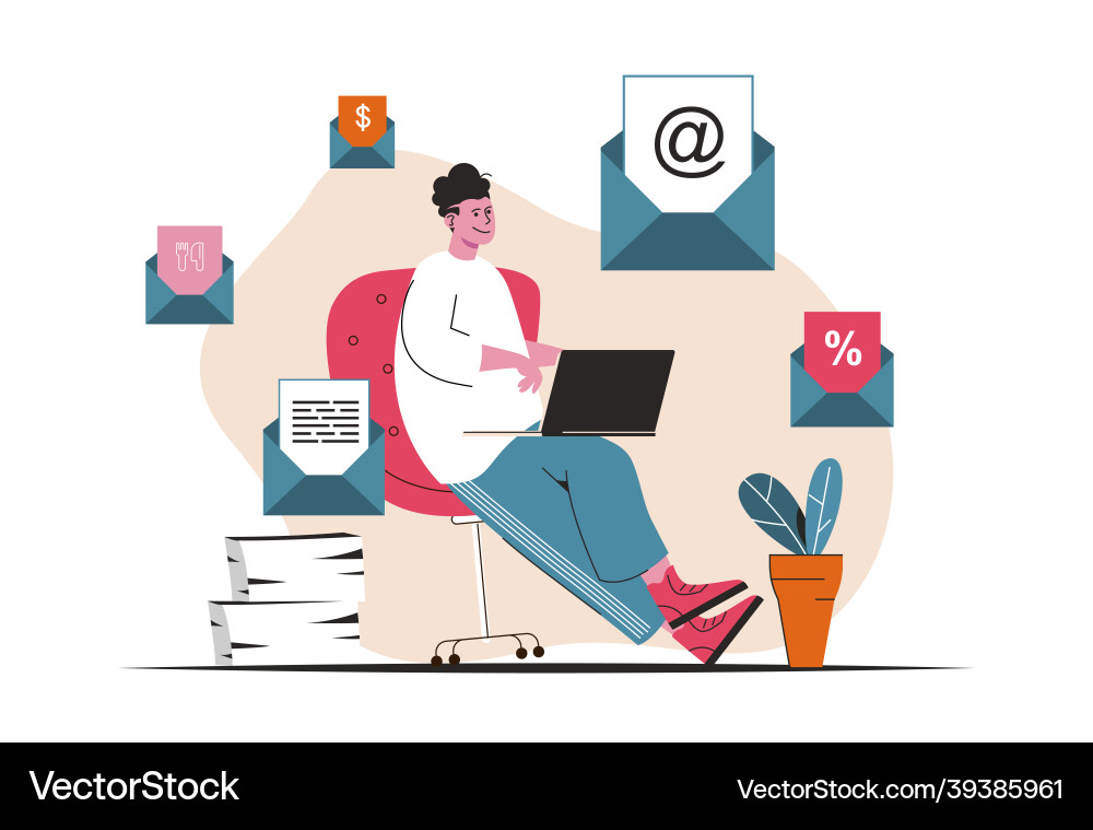Email marketing concept isolated advertising Vector Image