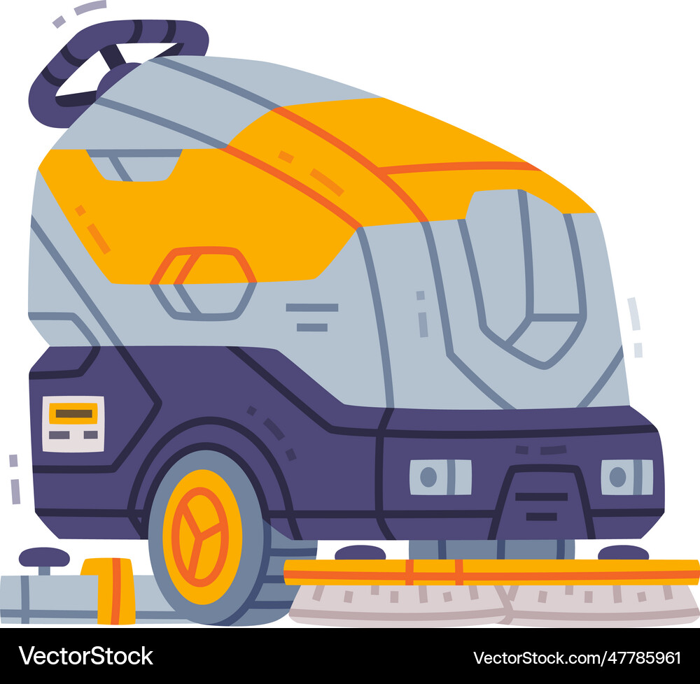 Floor scrubbing machine as cleaning equipment and Vector Image