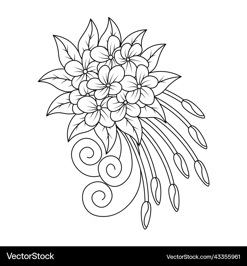 Flower refreshing kid coloring book page graphic Vector Image