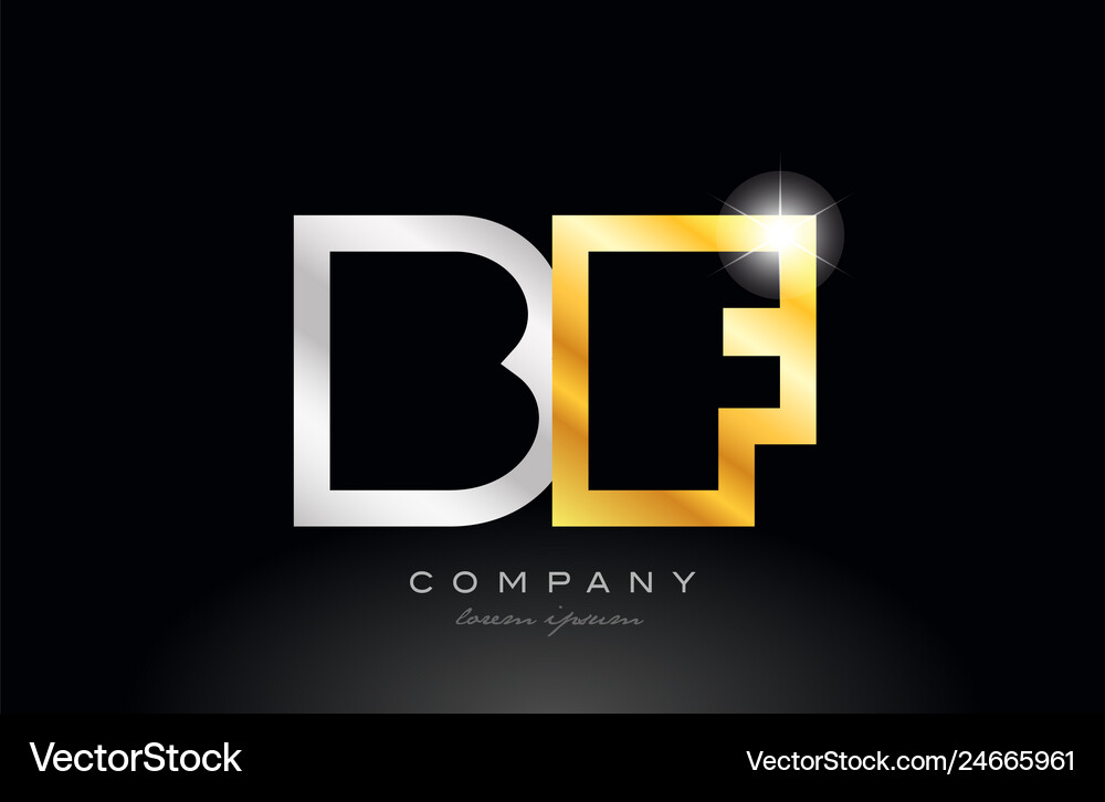 Gold silver alphabet letter bf b f combination Vector Image