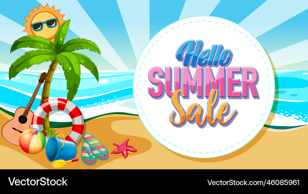 Hello summer sale banner template Royalty Free Vector Image