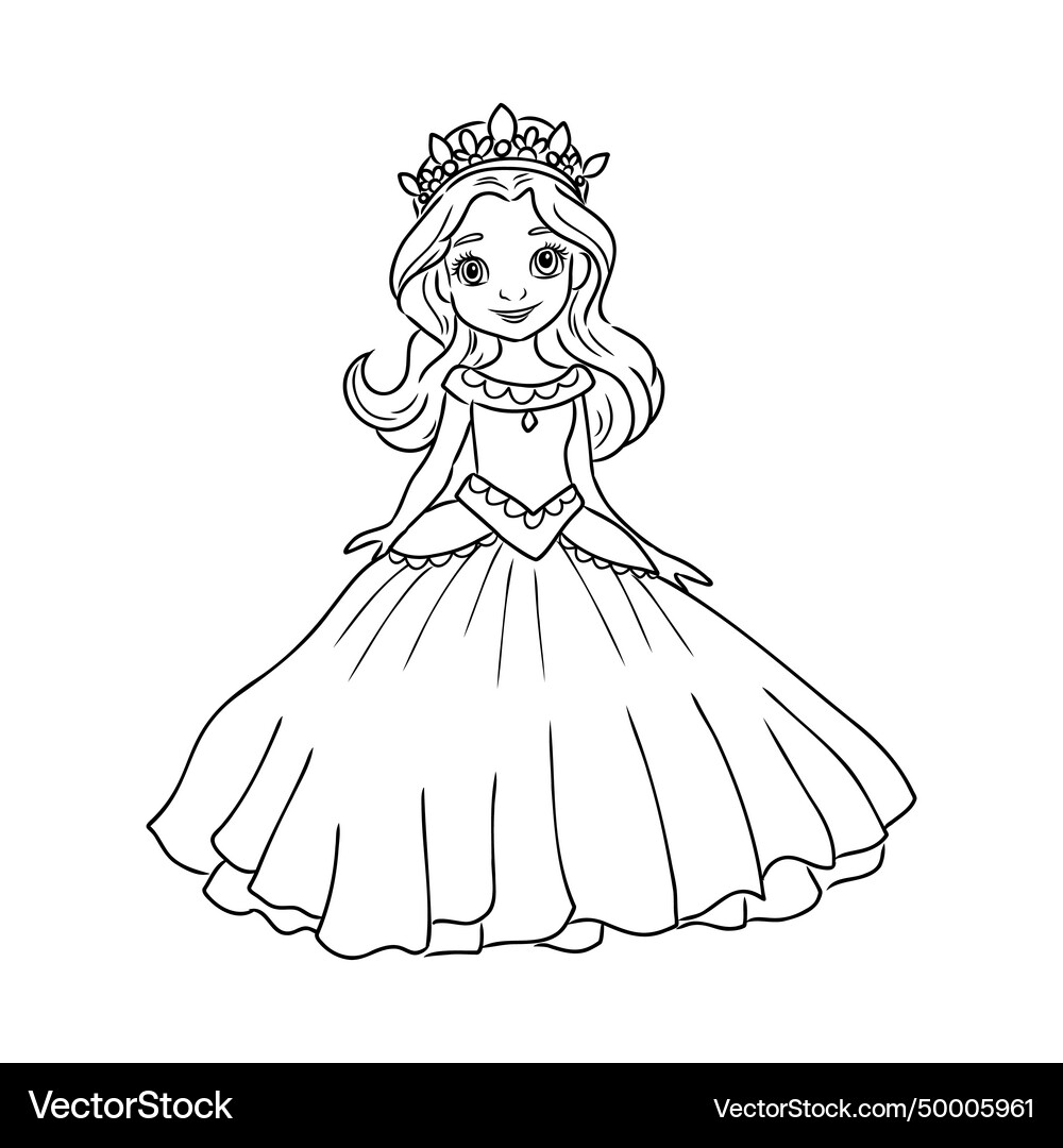 Little princess coloring page for kids Royalty Free Vector