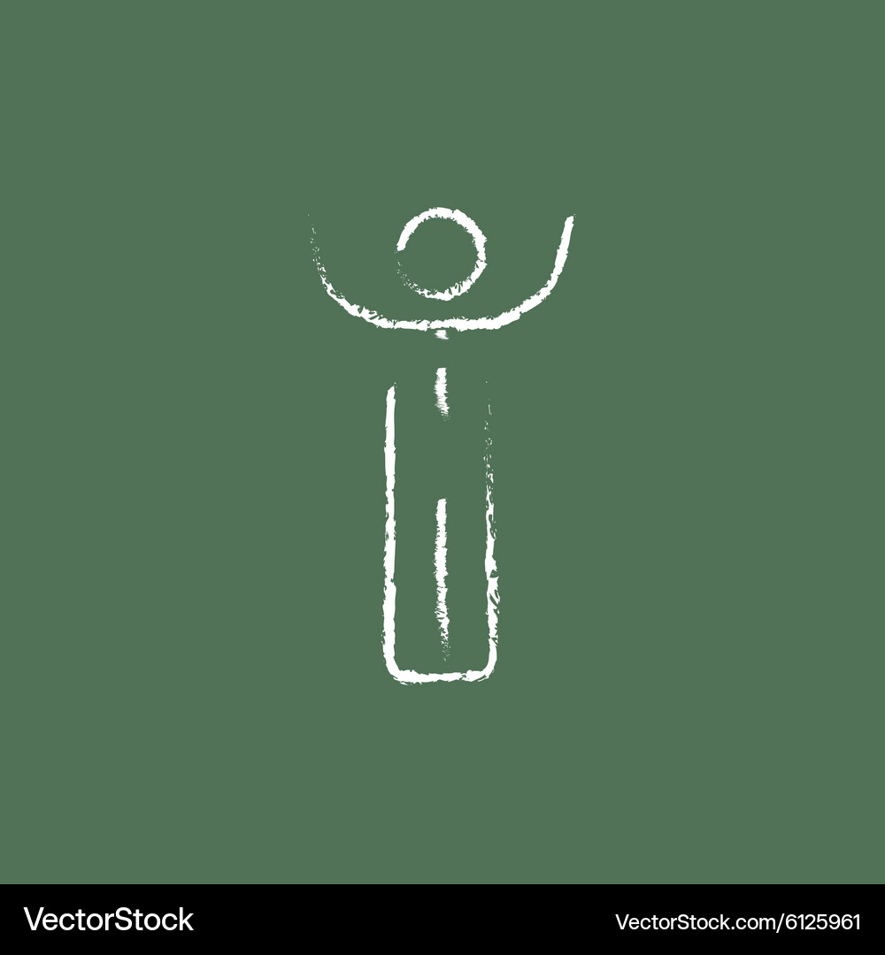 Man with raised arms icon drawn in chalk Vector Image