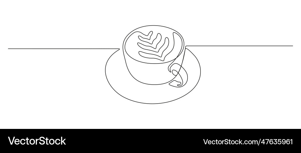 One continuous line drawing of cup coffee Vector Image