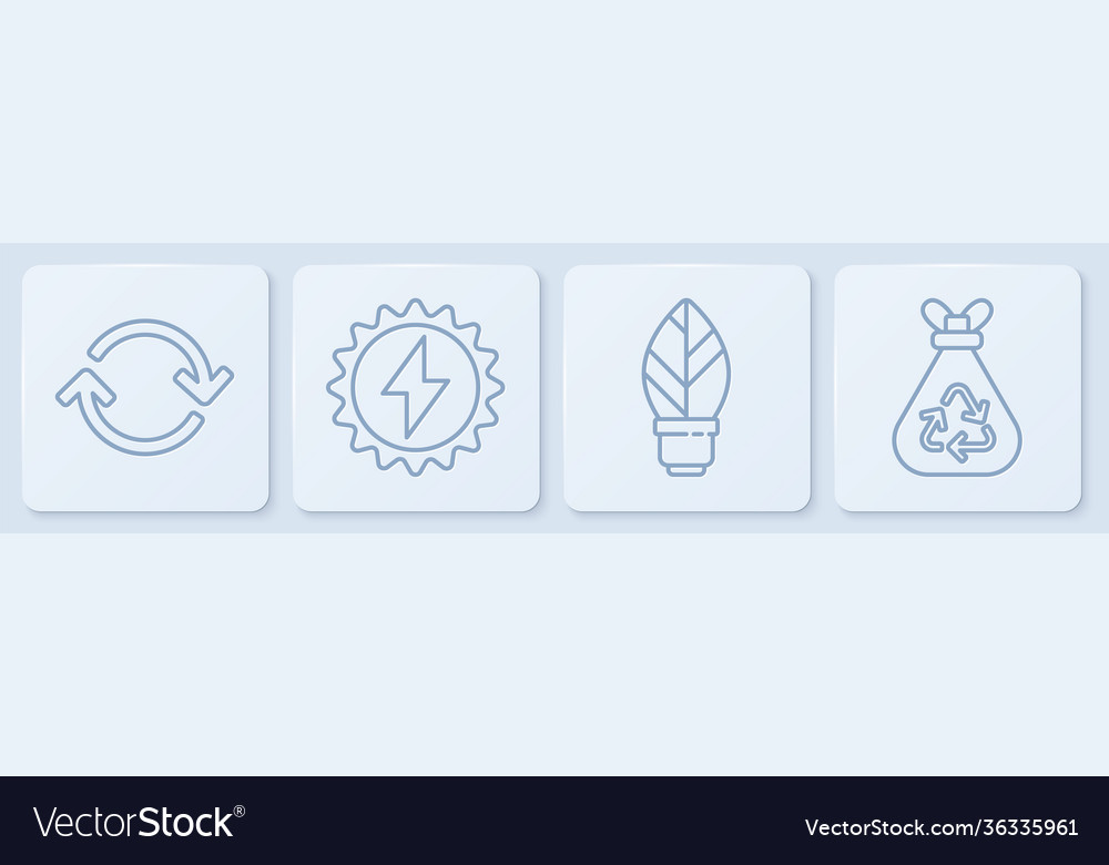 Set line refresh light bulb with leaf solar Vector Image Set line refresh light bulb with leaf solar Vector Image