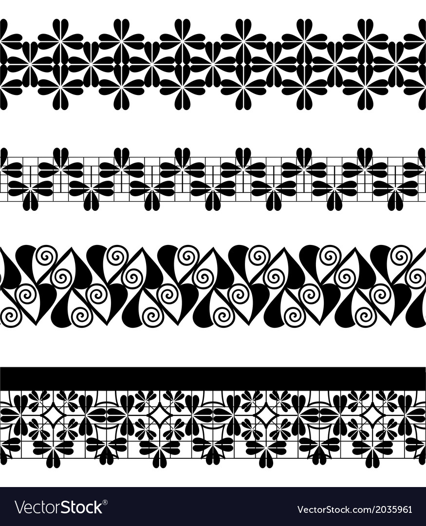 Set seamless lace borders Royalty Free Vector Image