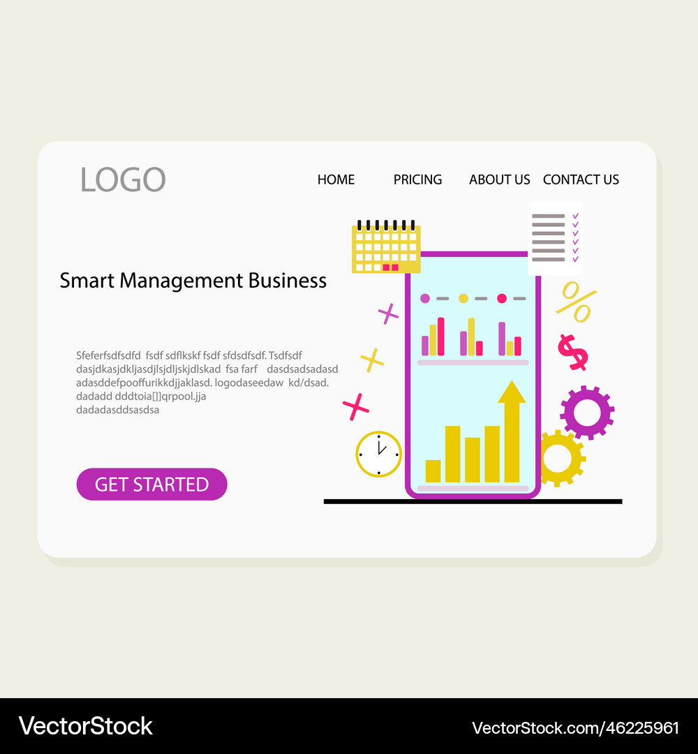 Smart management business with chart and graphic Vector Image
