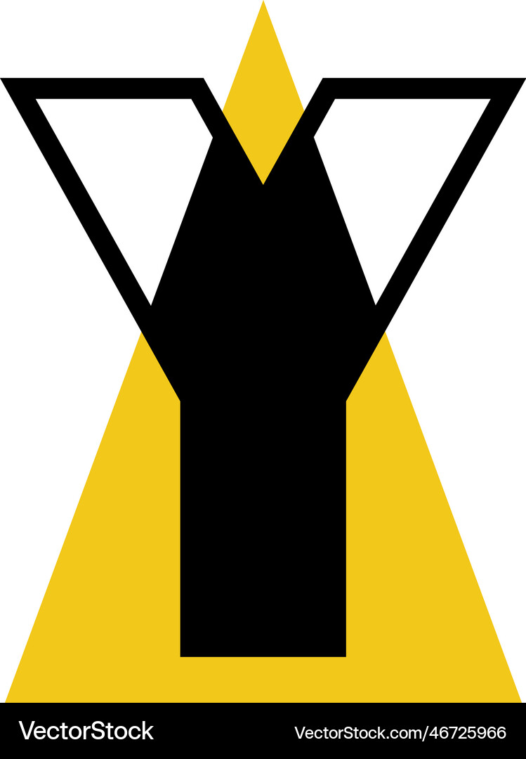 Alphabet letter y with yellow triangle shape Vector Image