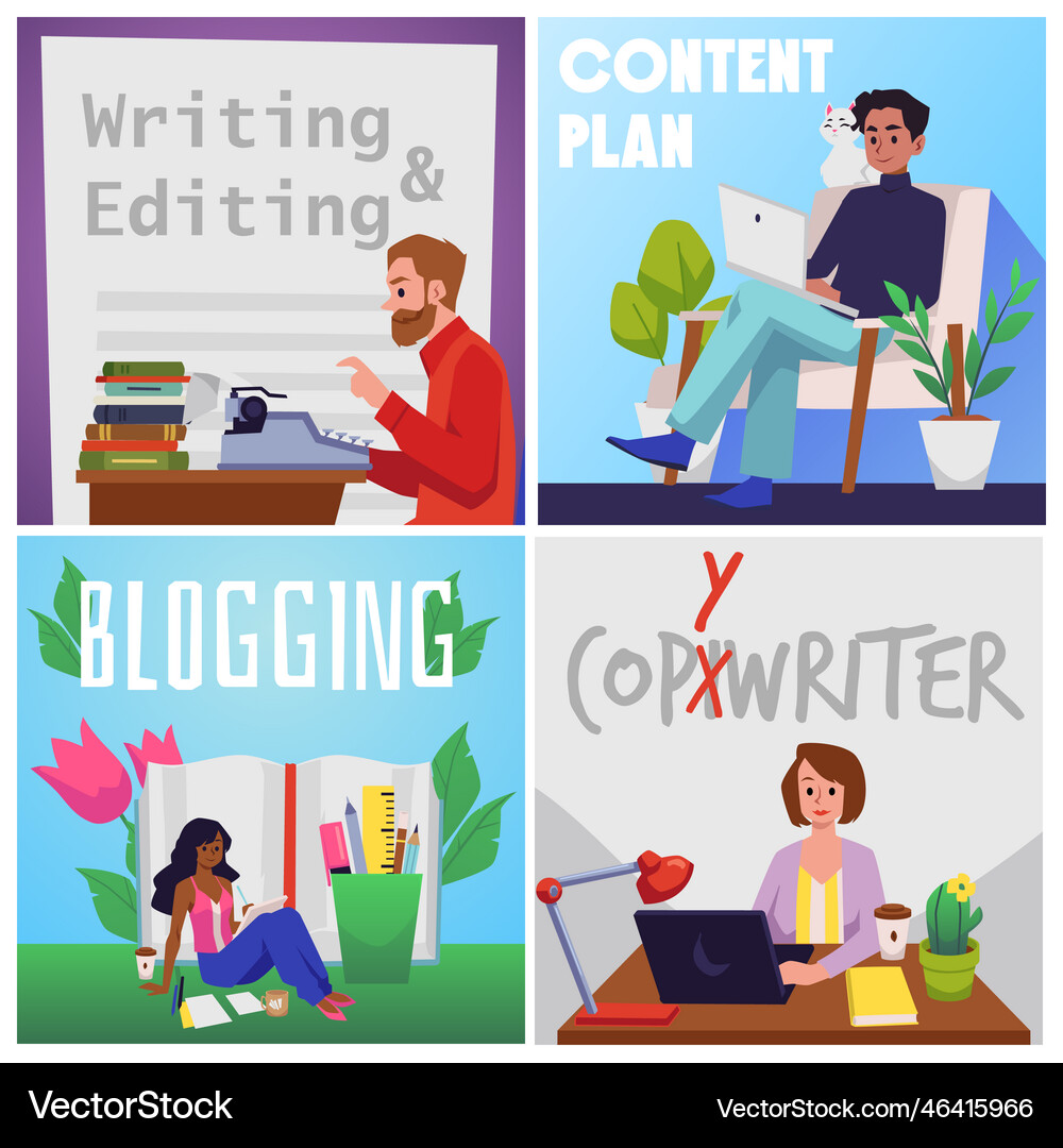 Copywriting and blogging occupation banners Vector Image