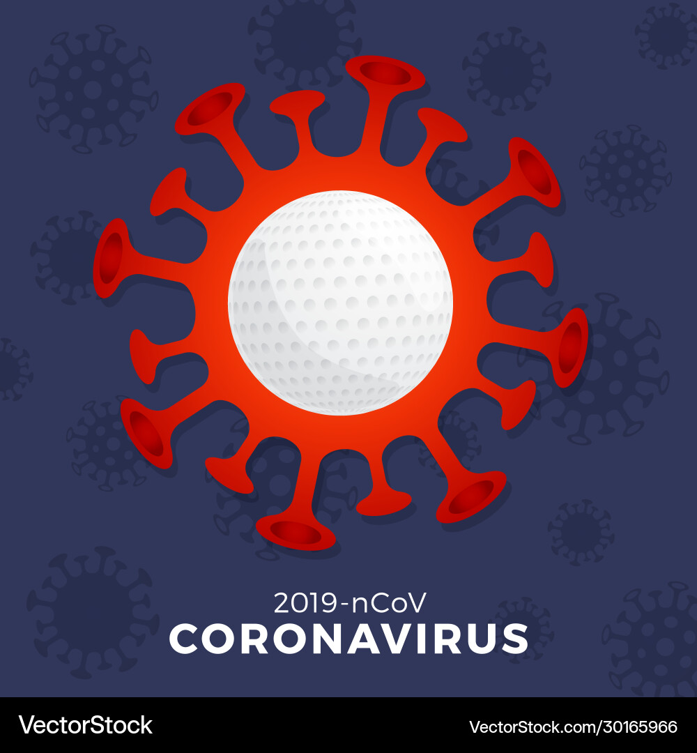 Golf sign caution coronavirus stop covid-19 Vector Image