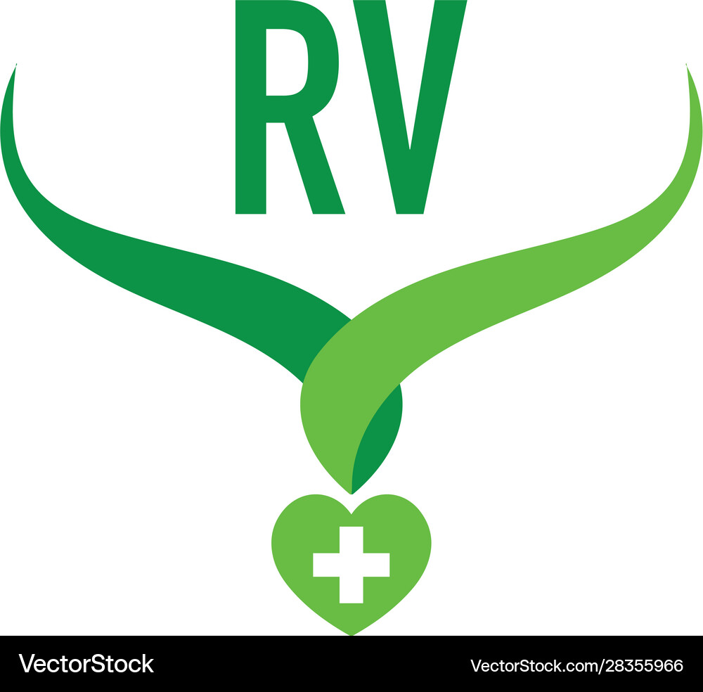 Initial letter rv creative health green logo Vector Image