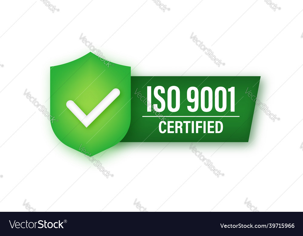 Iso 9001 certified badge icon certification Vector Image