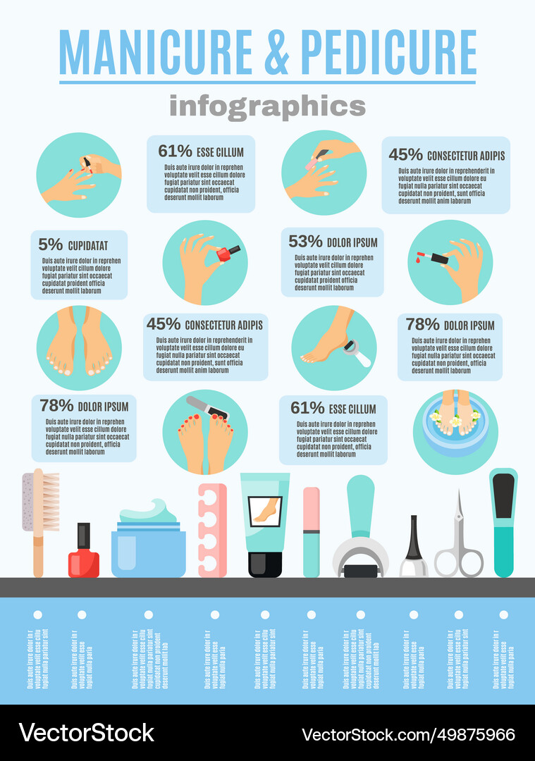 Manicure pedicure infographic elements flat poster