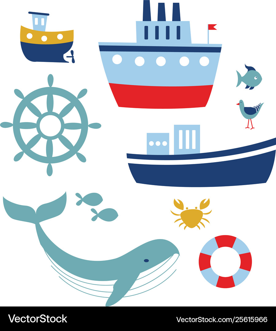 Sea pattern flat on white Royalty Free Vector Image