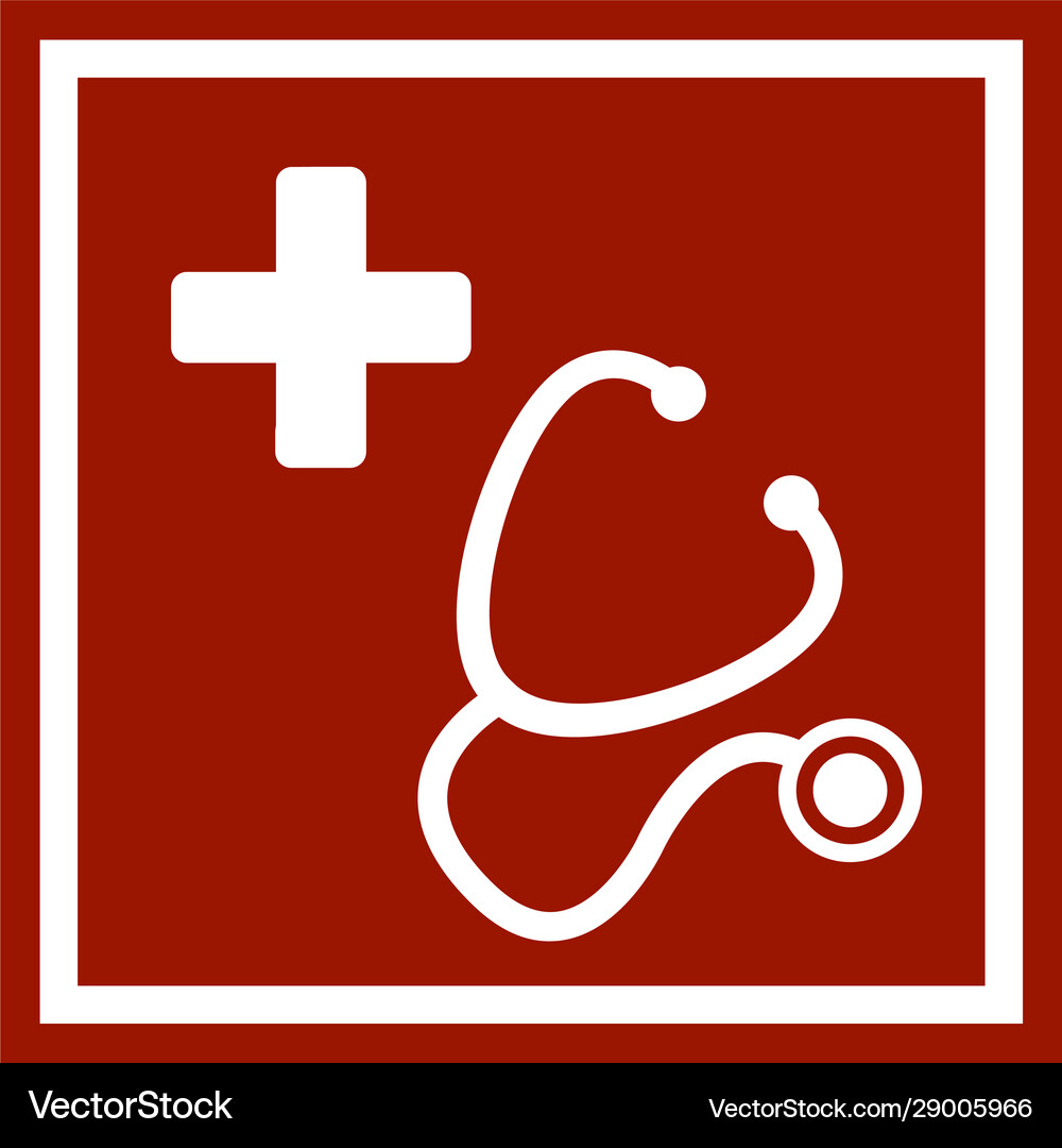 Stethoscope and silhouette a cross in red Vector Image