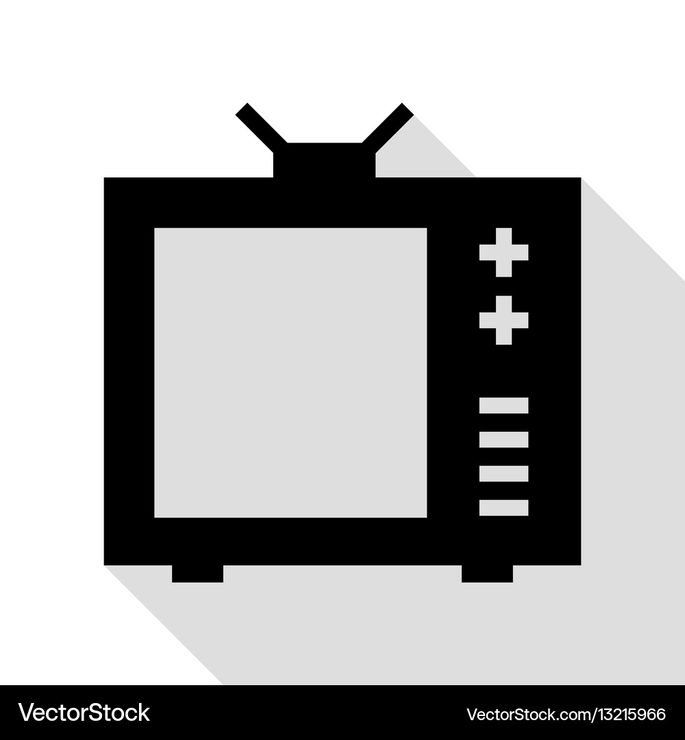 Tv sign black icon with flat style Royalty Free Vector Image