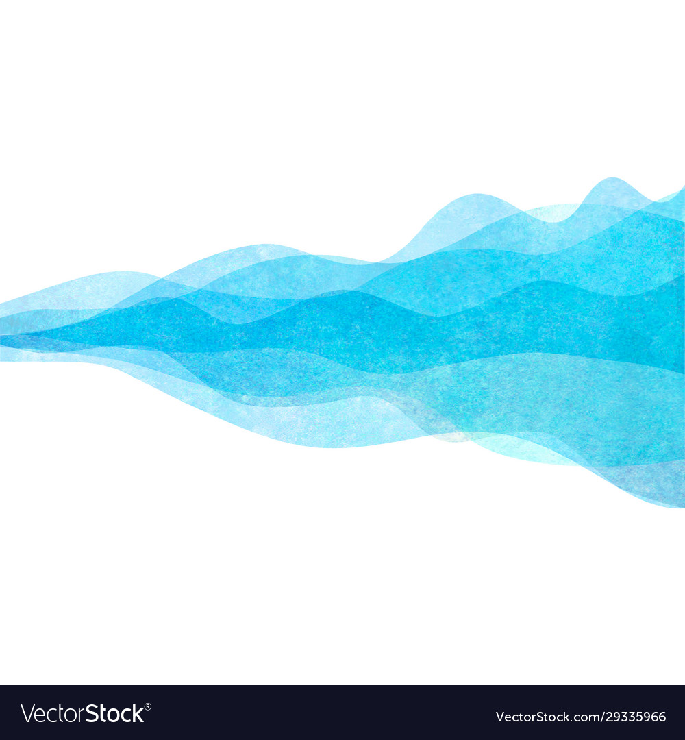 Watercolor transparent wave sea ocean teal Vector Image