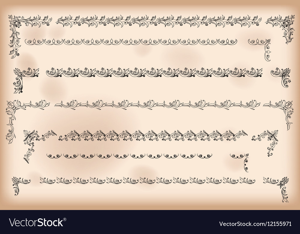 Borders with corner elements Royalty Free Vector Image