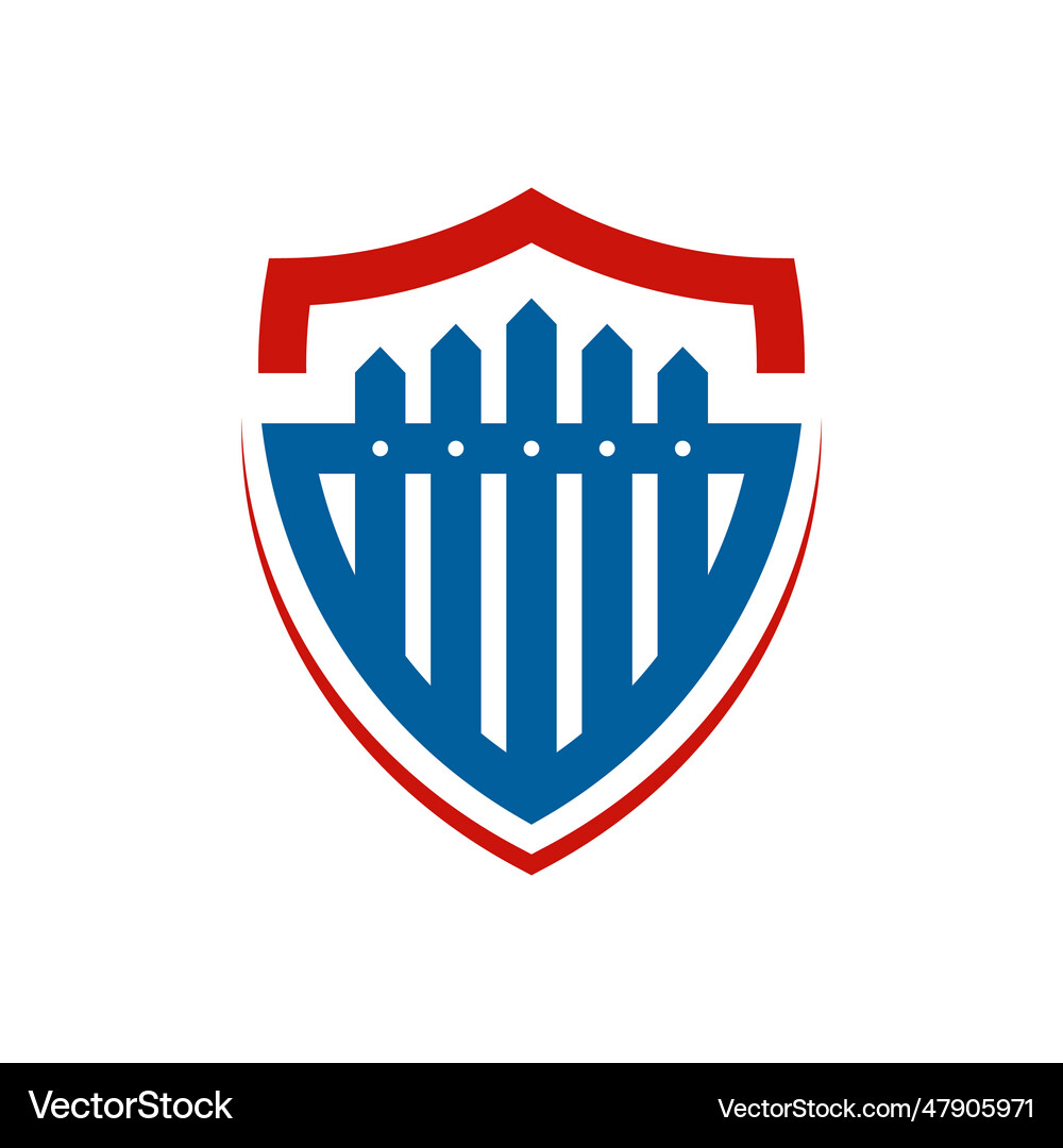 Fence and shield logo design Royalty Free Vector Image