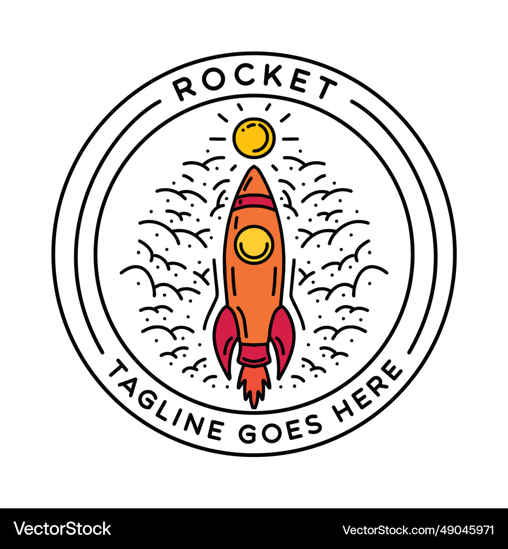 Fly rocket logo design vintage emblem badge Vector Image