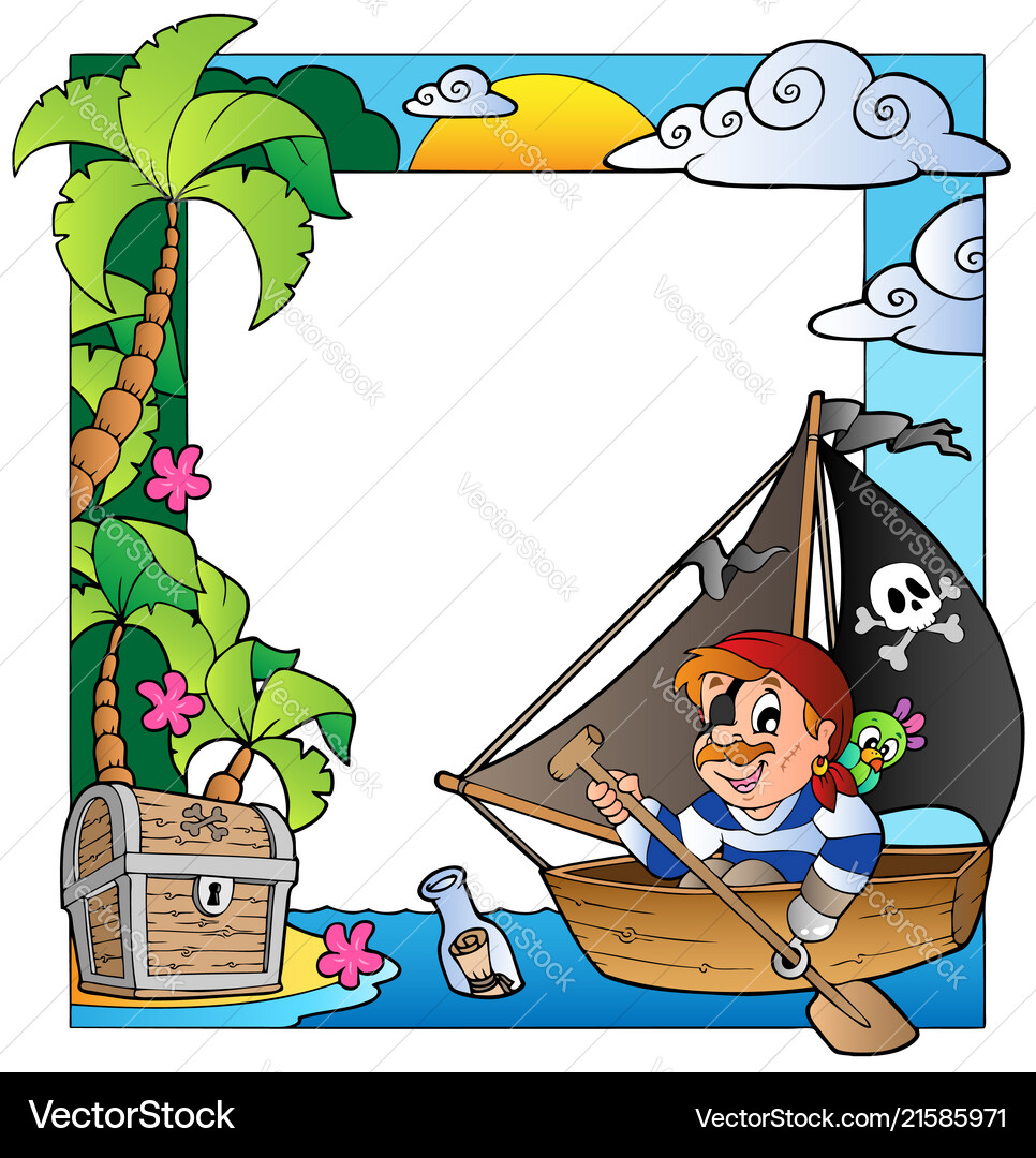 Frame with sea and pirate theme 5 Royalty Free Vector Image
