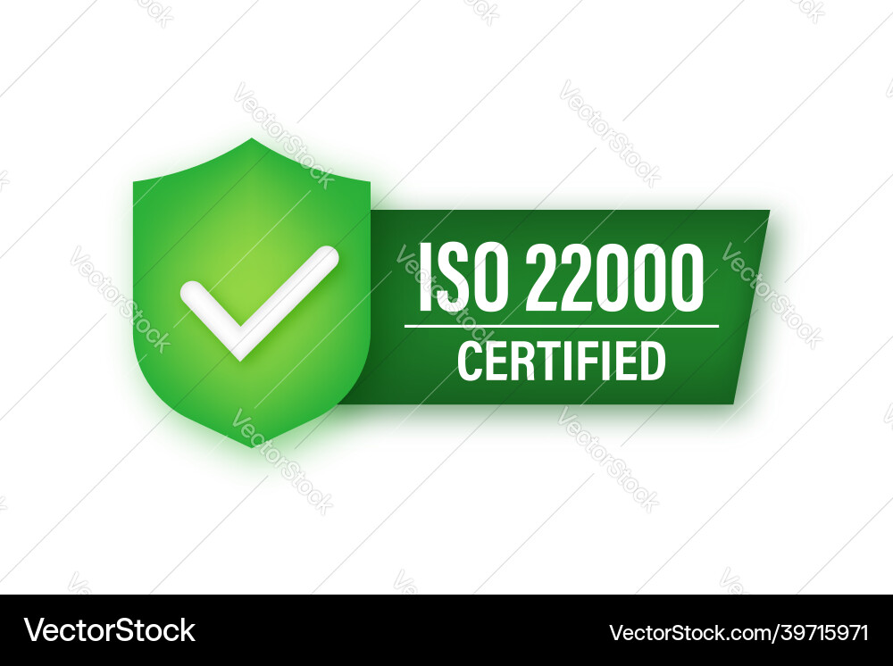 Iso 22000 certified badge neon icon certification Vector Image