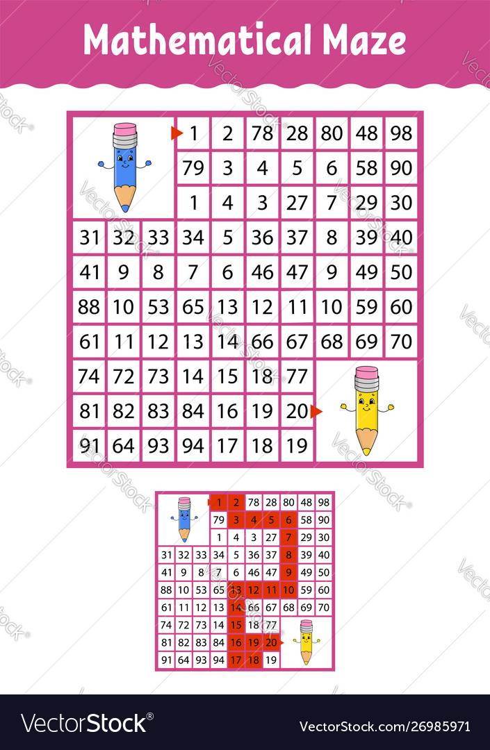 Mathematical maze game for kids funny labyrinth Vector Image