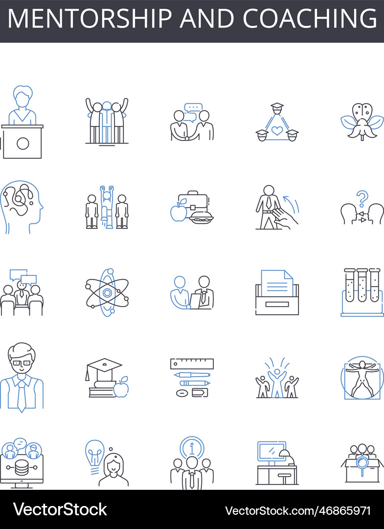Mentorship and coaching line icons collection Vector Image